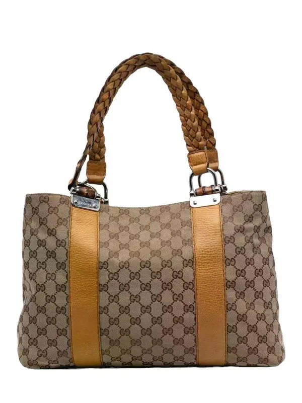 Gucci Gg Canvas Bamboo Libeccio Tote Bag - Brown