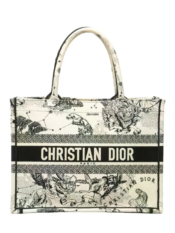 Dior 2022 Medium Zodiac Toile De Jouy Book Tote Bag - Black