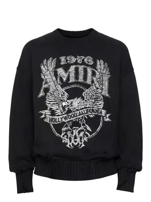 Amiri Graphic-print Distressed Sweater - Black
