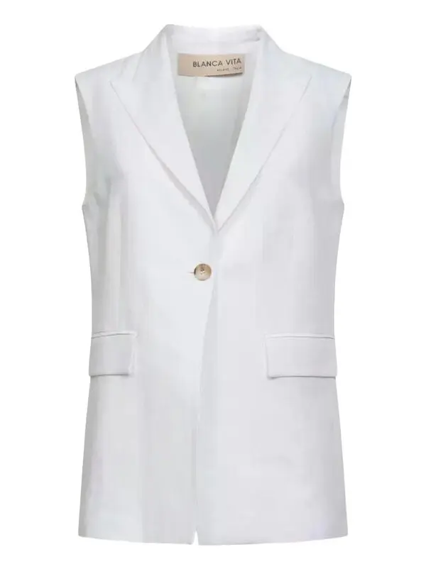 BLANCA VITA Button-flap Sleeveless Jacket - White