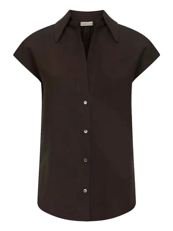 BLANCA VITA Short-sleeve Blouse - Brown