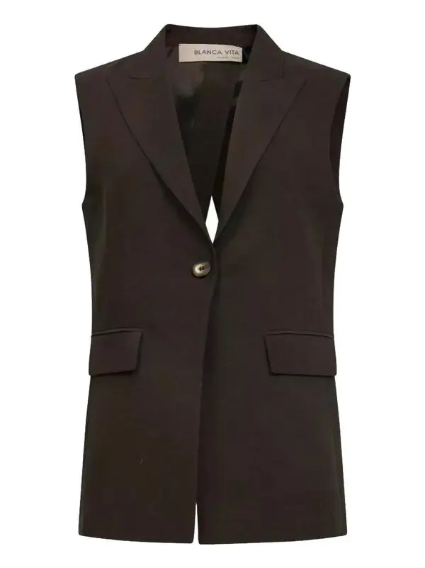 BLANCA VITA Peak-lapel Sleeveless Jacket - Brown