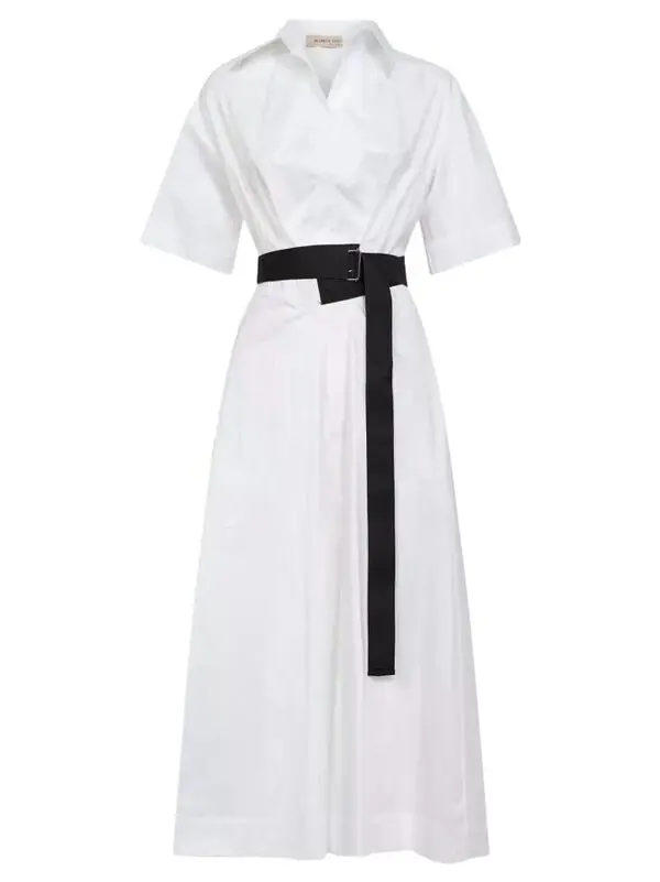 BLANCA VITA V-neck Belted Dress - White