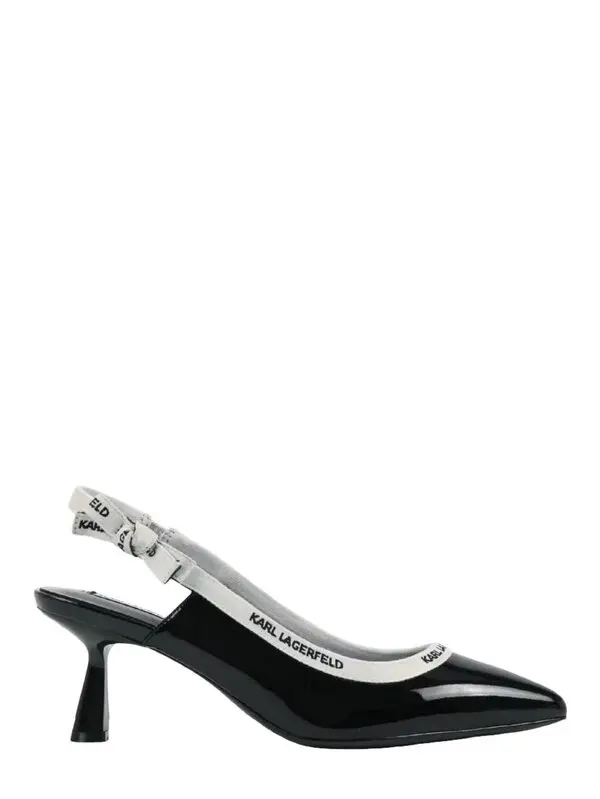 Karl Lagerfeld Panache Ribbon Slingback Heeled Pumps - Black