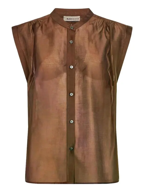 BLANCA VITA Calicia Sleeveless Blouse - Brown