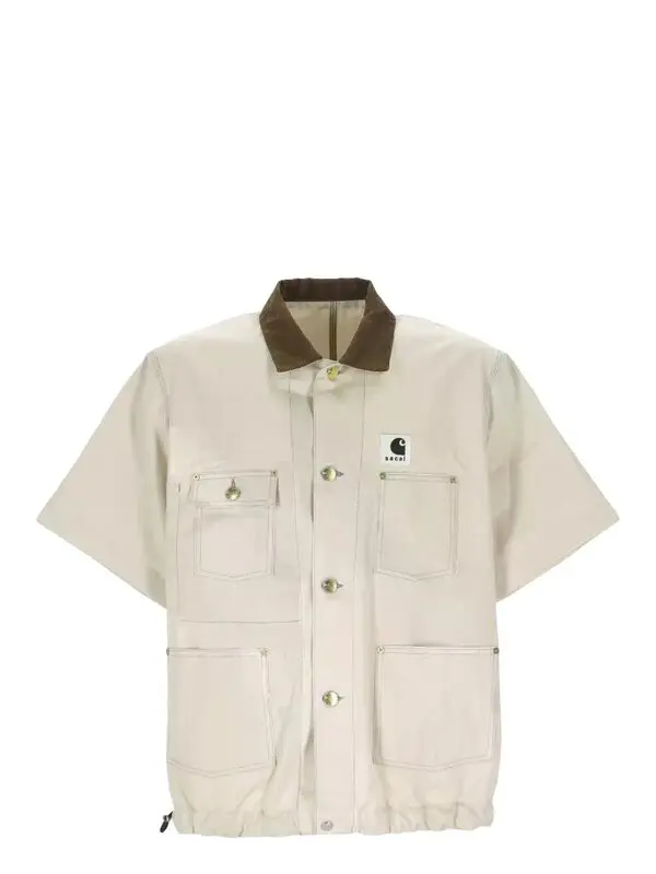 Sacai X Carhartt Wip Duck Corduroy-collar Shirt - Neutrals