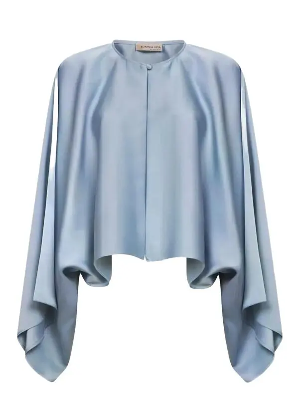 BLANCA VITA Asymmetric-sleeve Bolero - Blue