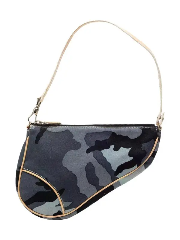 Dior 2002 Mini Canvas Camouflage Saddle Pochette - Blue