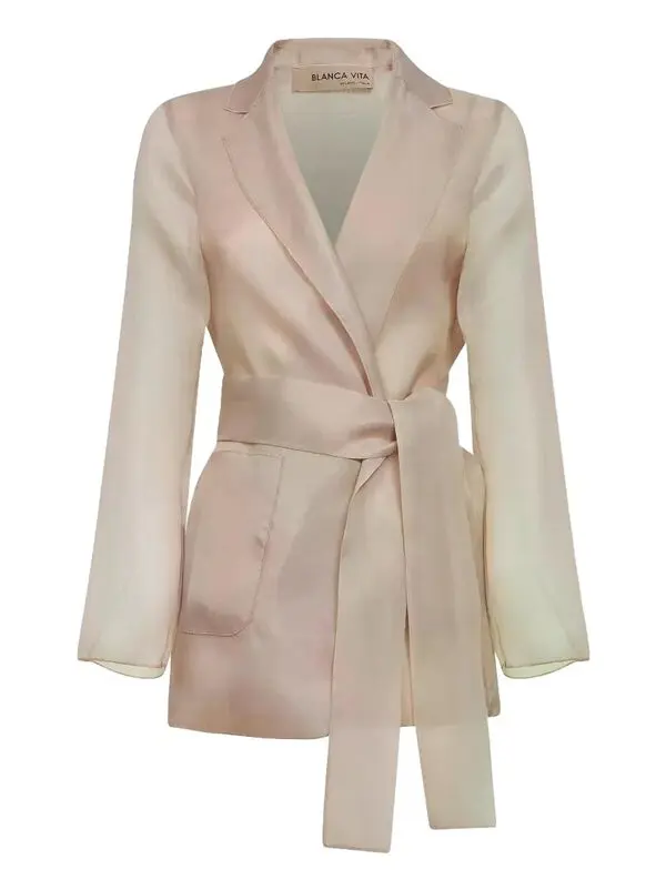 BLANCA VITA Lapel Belted Jacket - Neutrals