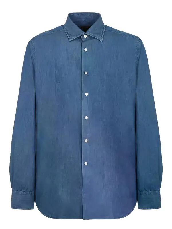 SLOWEAR Rounded Hem Shirt - Blue