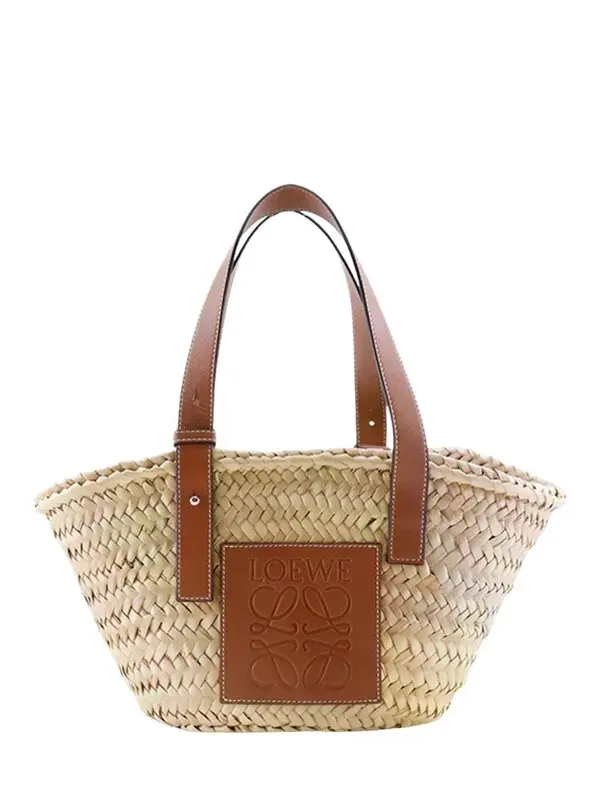 Loewe Small Raffia Anagram Basket Tote Bag - Brown