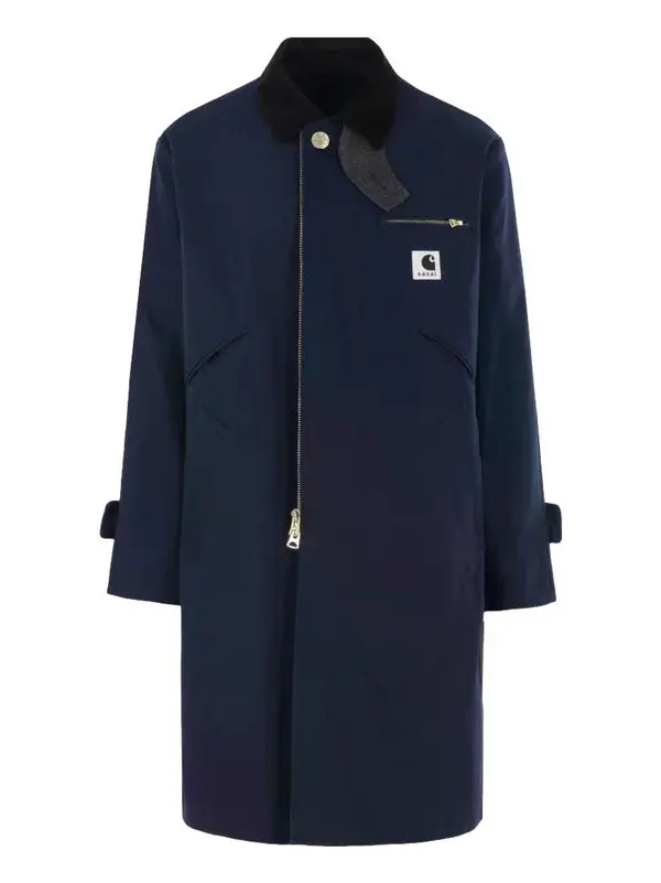 Sacai X Carhartt Wip Logo-patch Coat - Blue