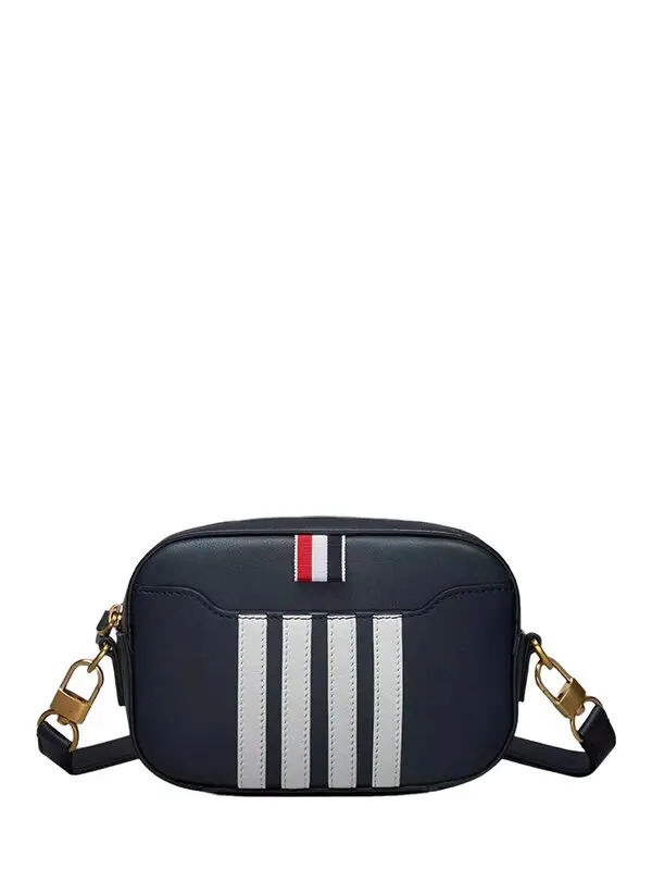 Thom Browne Rectangular Leather Bag With 4-bar Stripes - Blue