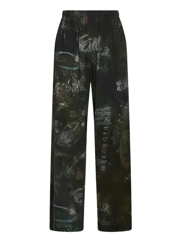 Balenciaga Elasticated-waistband Crayon-print Pajama Pants - Black
