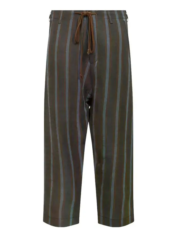UMA WANG Striped Drawstring Trousers - Grey