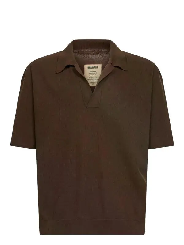 UMA WANG V-neck Polo Shirt - Brown