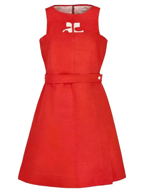 COURREGES Logo-detail Belted A-line Dress - Red