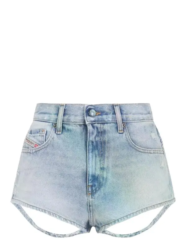 DIESEL Distressed Cutout Denim Shorts - Blue