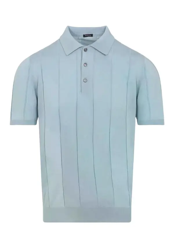 Kiton Vertical Stripe Polo Shirt - Blue