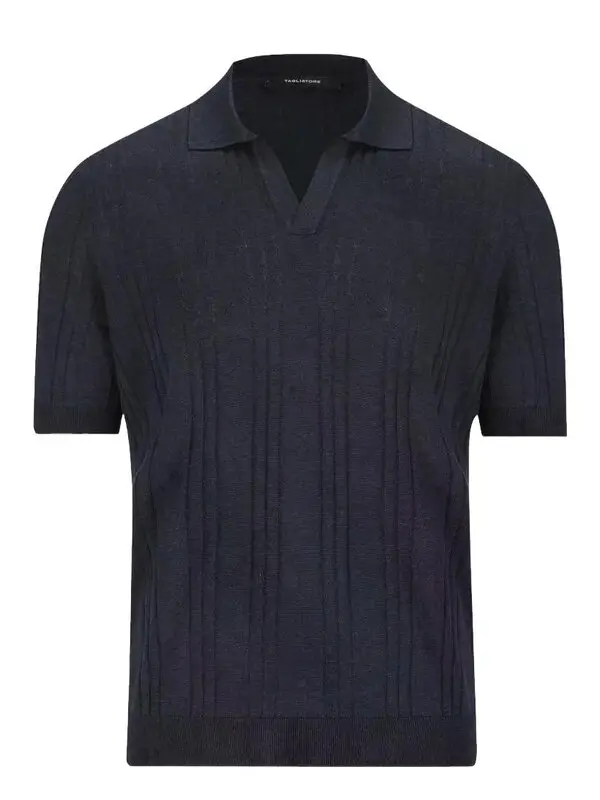 Tagliatore Ribbed V-neck T-shirt - Blue