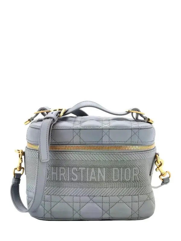 Dior Diortravel Convertible Vanity Case Cannage Quilt Lambskin Small - Grey