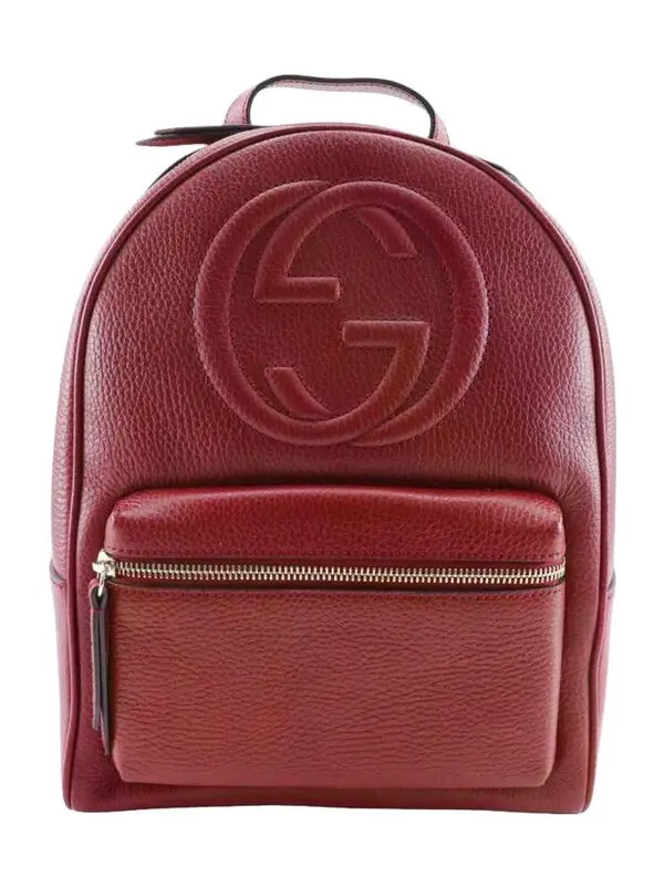 Gucci 2016-2026 Pebbled Calfskin Soho Chain Backpack - Red