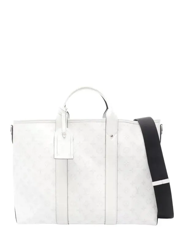 LOUIS VUITTON Monogram Taigarama Weekend Tote Satchel - White