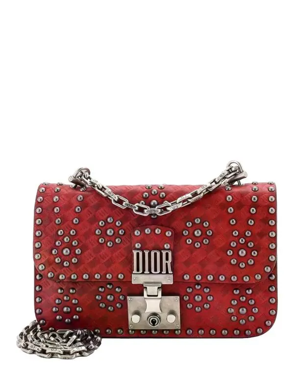 Dior Dioraddict Flap Bag Studded Leather Small - Red