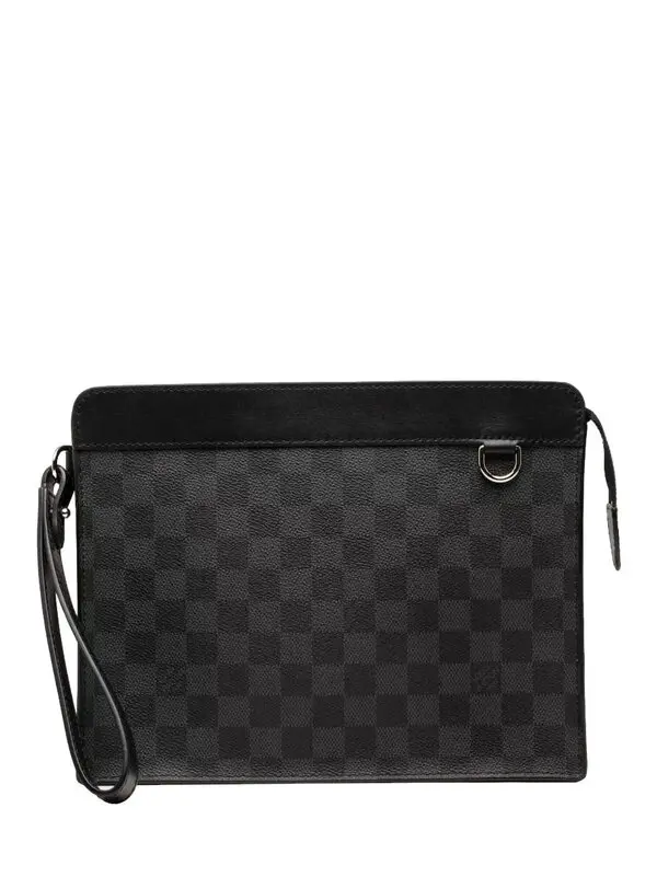 LOUIS VUITTON Damier Graphite Standing Pouch Clutch - Black