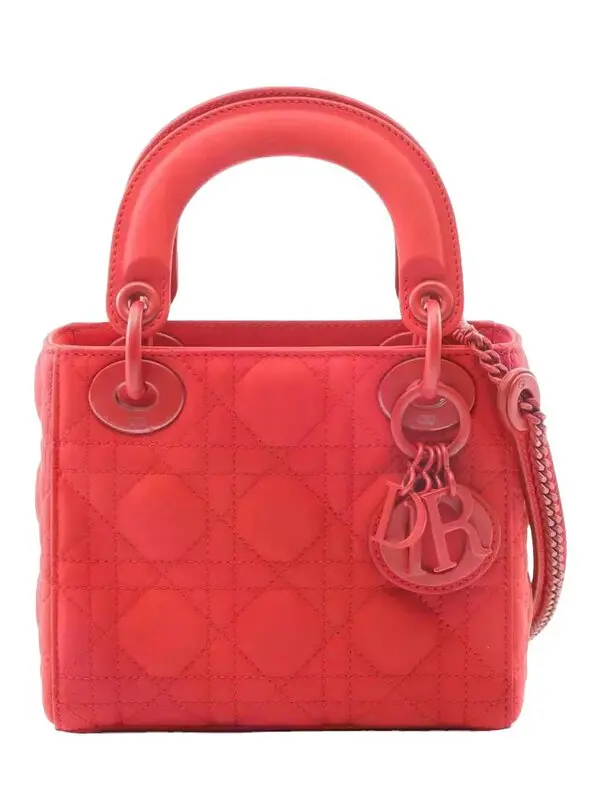 Dior 2019 Mini Lambskin Cannage Lady Satchel - Red