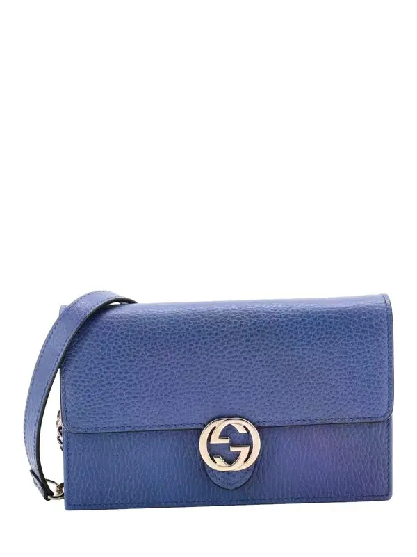 Gucci Interlocking Wallet On Chain Crossbody Bag - Blue