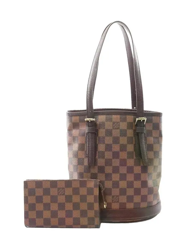 LOUIS VUITTON 1998 Damier Ebene Marais Bucket Bag - Brown