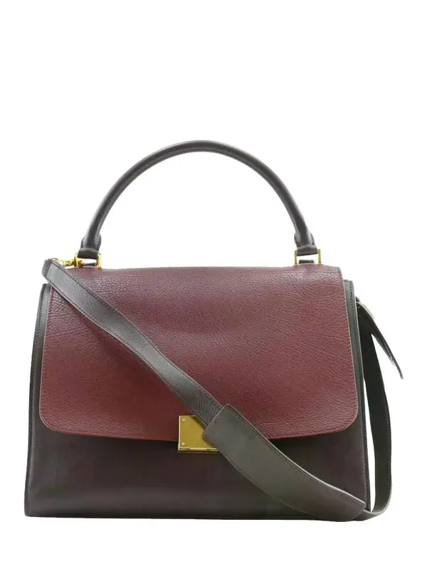 Celine Medium Tricolor Calfskin And Suede Trapeze Satchel - Brown