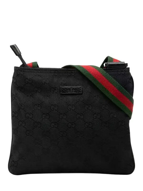 Gucci Gg Canvas Web Crossbody Bag - Black