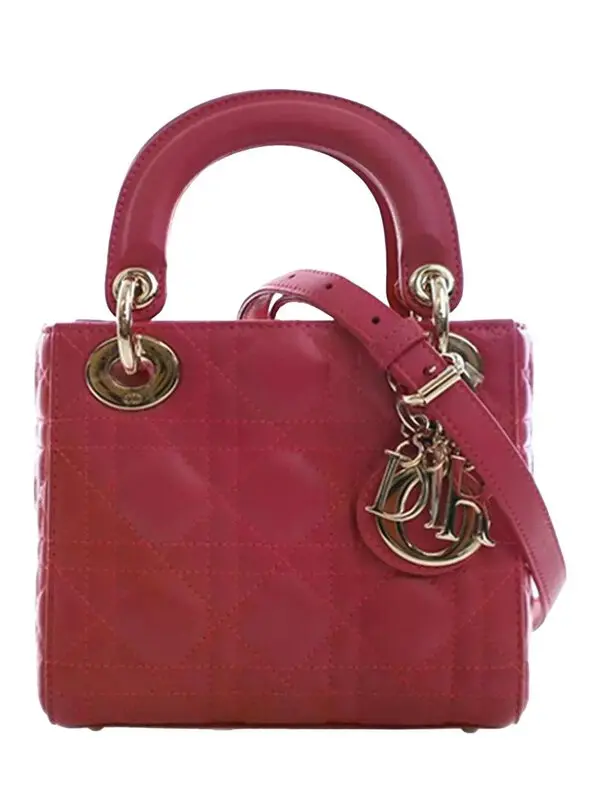 Dior Mini Lambskin Cannage Lady Satchel - Pink