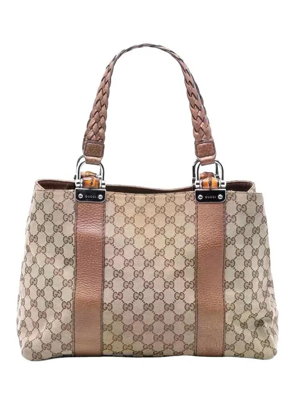 Gucci Gg Canvas Bamboo Libeccio Tote Bag - Brown