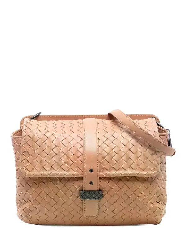 Bottega Veneta Nappa Intrecciato Double Sided Flap Shoulder Bag - Brown