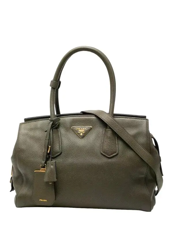Prada 2010-2026 Vitello Daino Zip Top Convertible Tote Satchel - Green