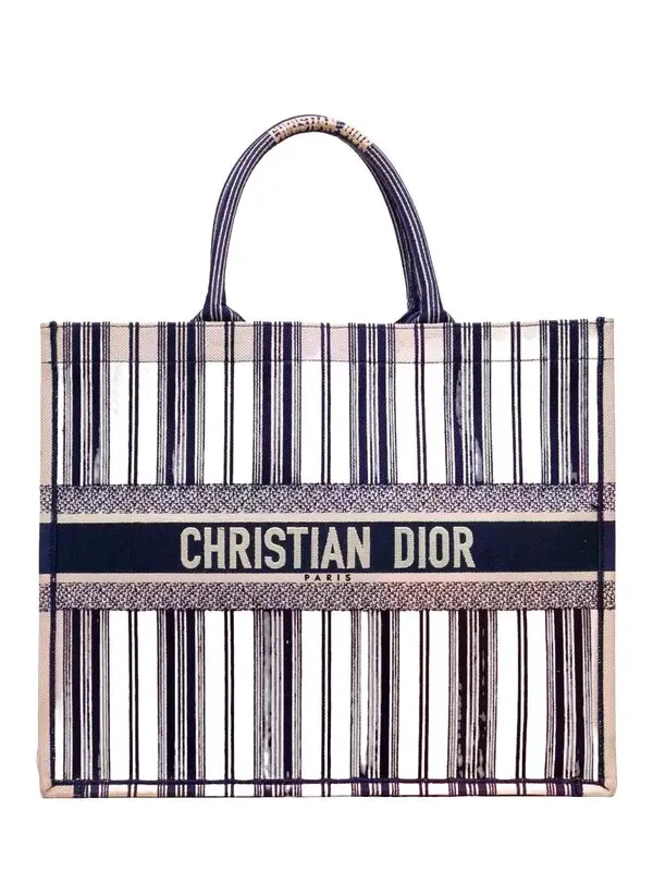 Dior 2018 Large Striped Book Tote Bag - Blue