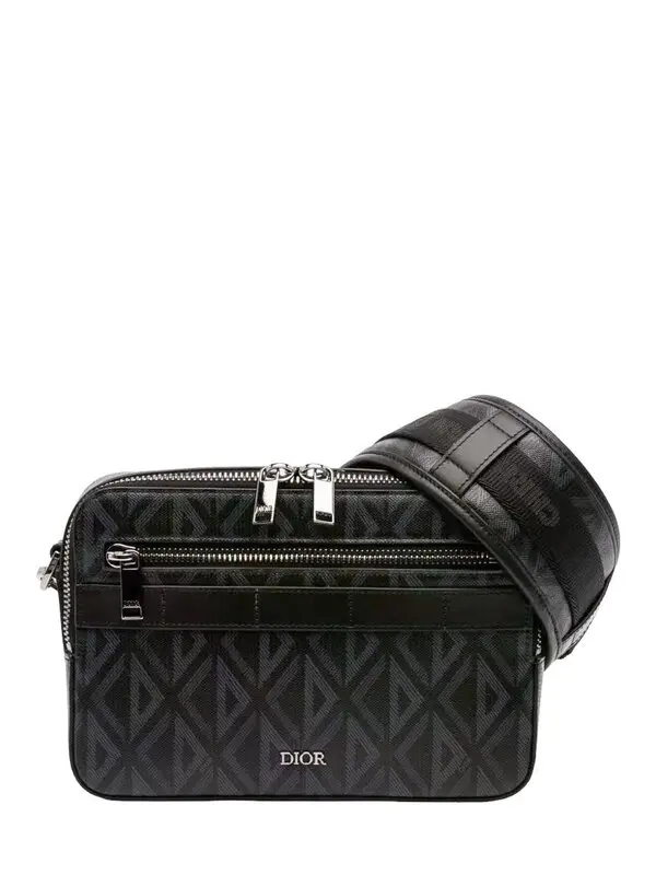 Dior Cd Diamond Coated Canvas Safari Bag - Black