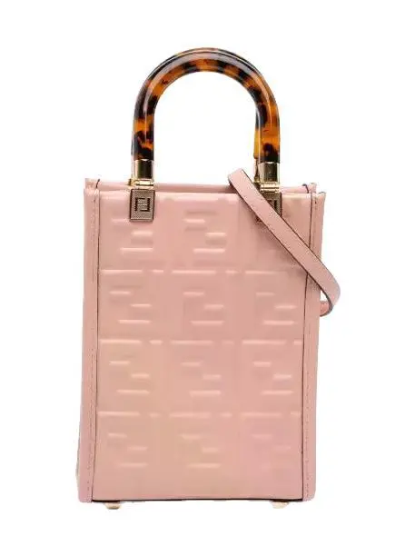 Fendi Zucca Embossed Leather Sunshine Shopper - Pink