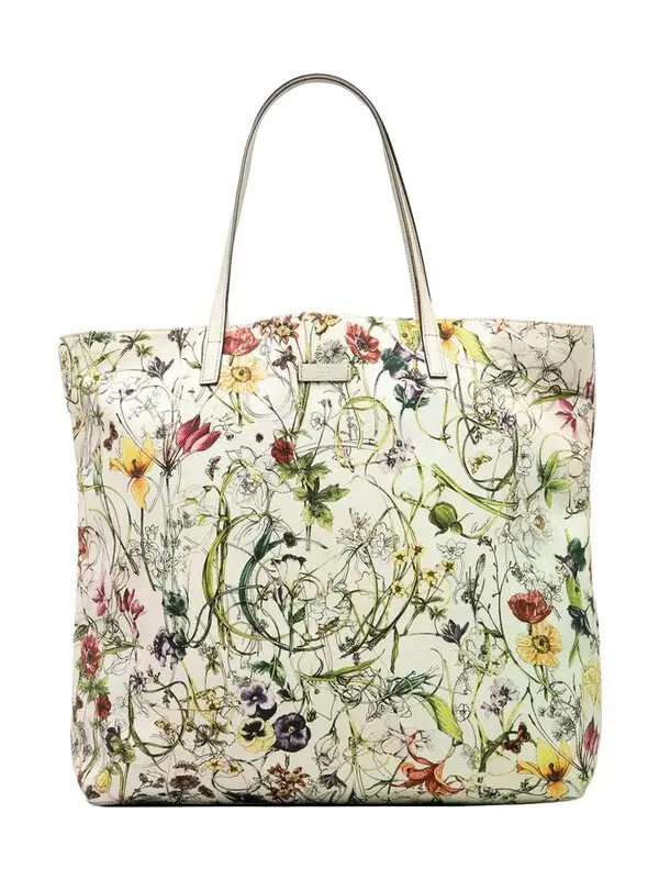 Gucci 2000-2015 Canvas Flora Tote Bag - White