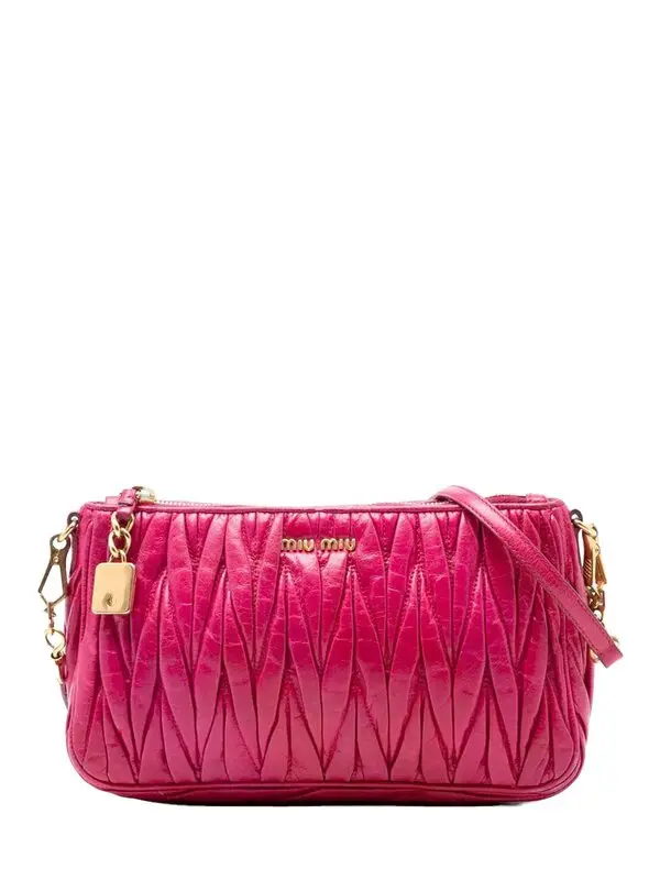 Miu Miu Matelasse Leather Shoulder Bag - Pink