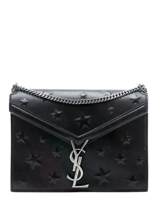 Saint Laurent 2019 Star Embossed Calfskin Monogram Cassandra Clasp Bag - Black