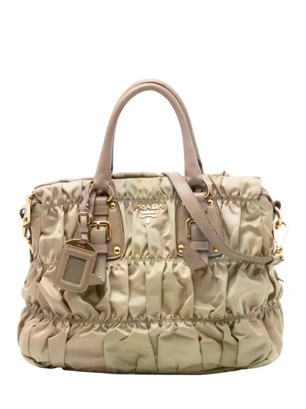 Prada Tessuto Gaufre Satchel - Brown