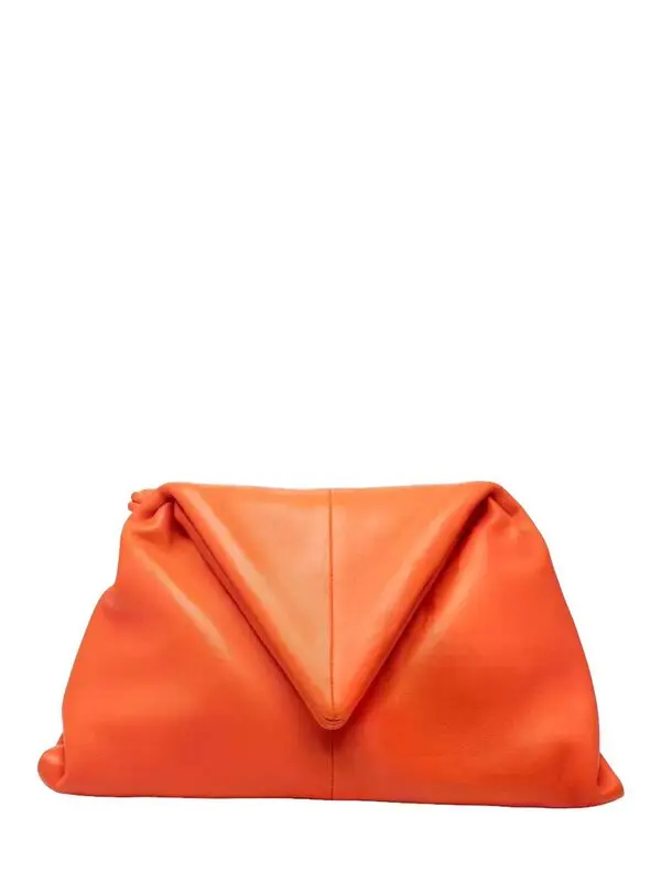 Bottega Veneta 2012-2026 Lambskin Trine Fold Over Clutch - Orange