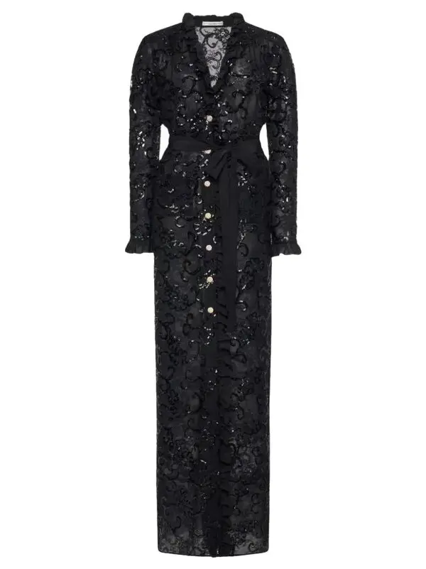 Alessandra Rich Sequin-embellished Maxi Dress - Black