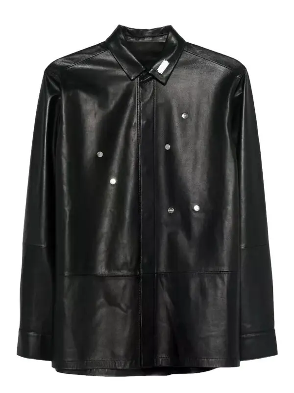 HELIOT EMIL Buttoned Leather Shirt - Black