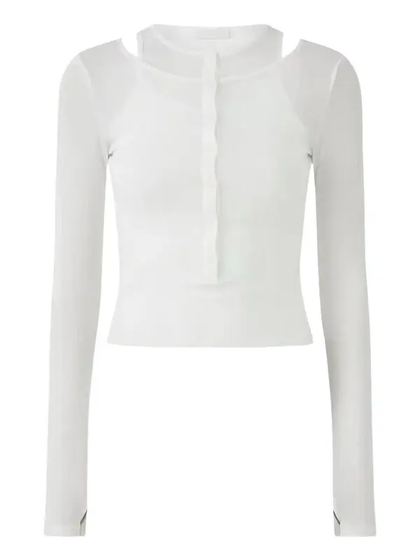 ELEH Button Ribbed Top - White