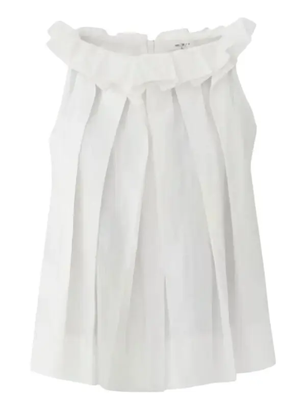 ELEH Ruffled Pleated Top - White